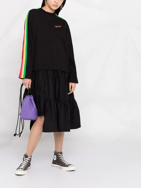 Palm Angels Asymmetric Long-sleeve Dress
