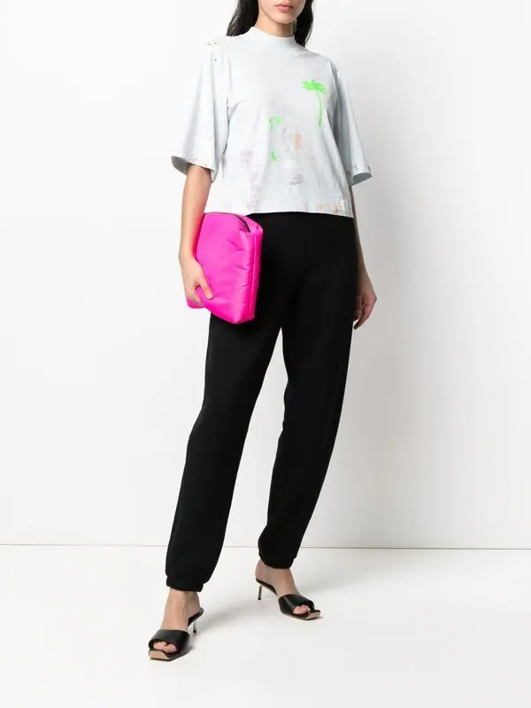 Palm Angels Paint Splatter Palm Tree Print T-shirt