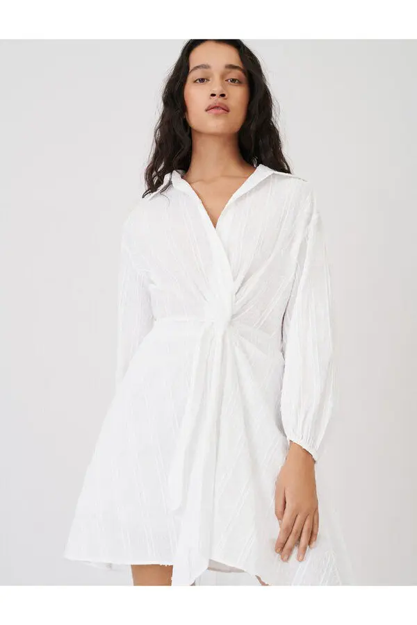 white twist shirt dress Lauren Ralph Lauren Women's Twist-Front Cotton-Blend Shirtdress, White, 8