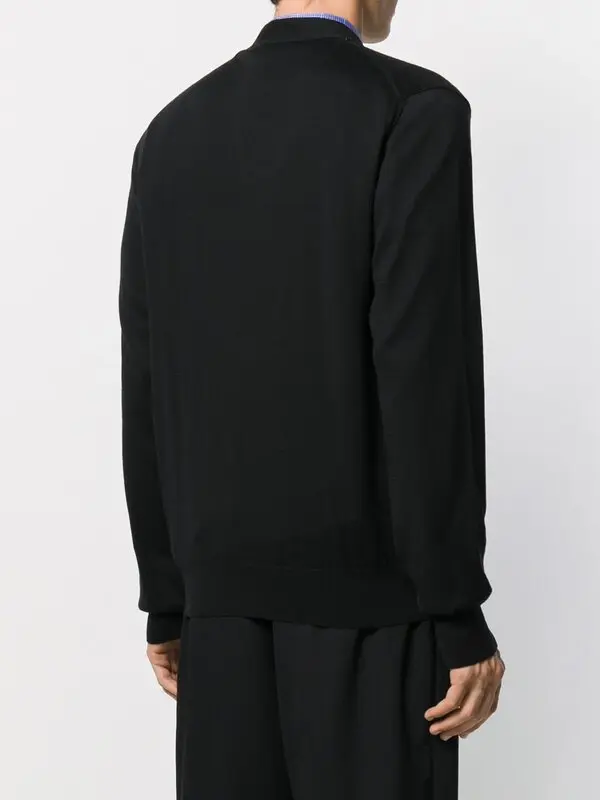 Play Comme Des Garcon Heart Logo V-neck Cardigan - Black