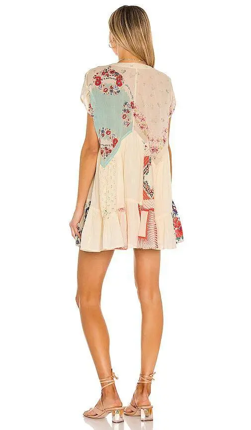 Free People Mended With Scarves Mini Dress In Ivory