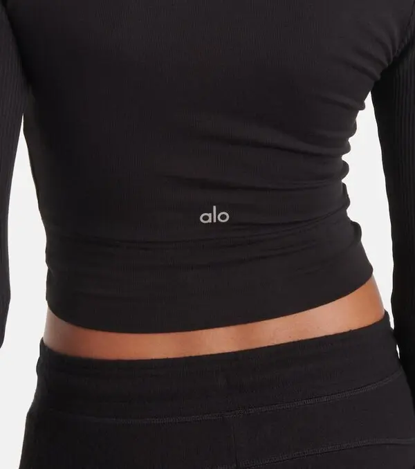 Alo Yoga Cover Knit Crop Top - Black