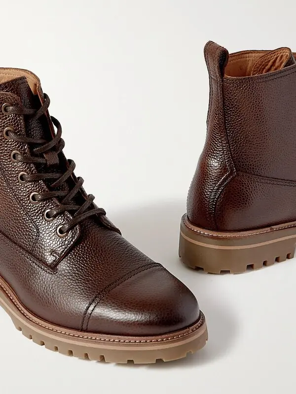Belstaff Alperton Leather Lace-Up Combat Boots with Side Zip Belstaff - Alperton Full-Grain Leather Boots - Brown Belstaff main image 2
