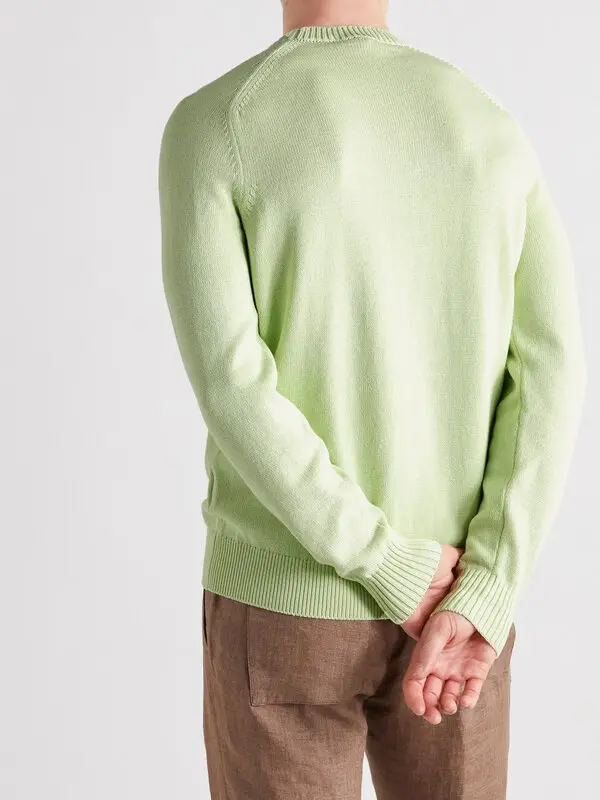 Loro Piana Cotton And Silk-blend Sweater - Green