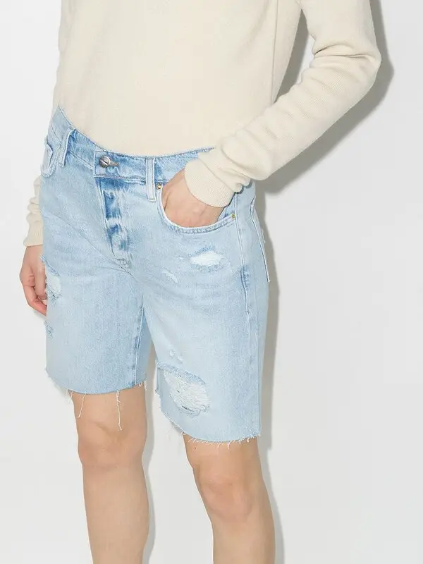 FRAME Le Slouch Distressed Bermuda Shorts