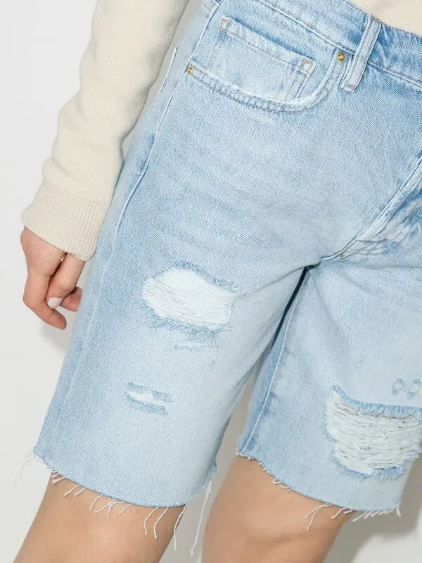 FRAME Le Slouch Distressed Bermuda Shorts
