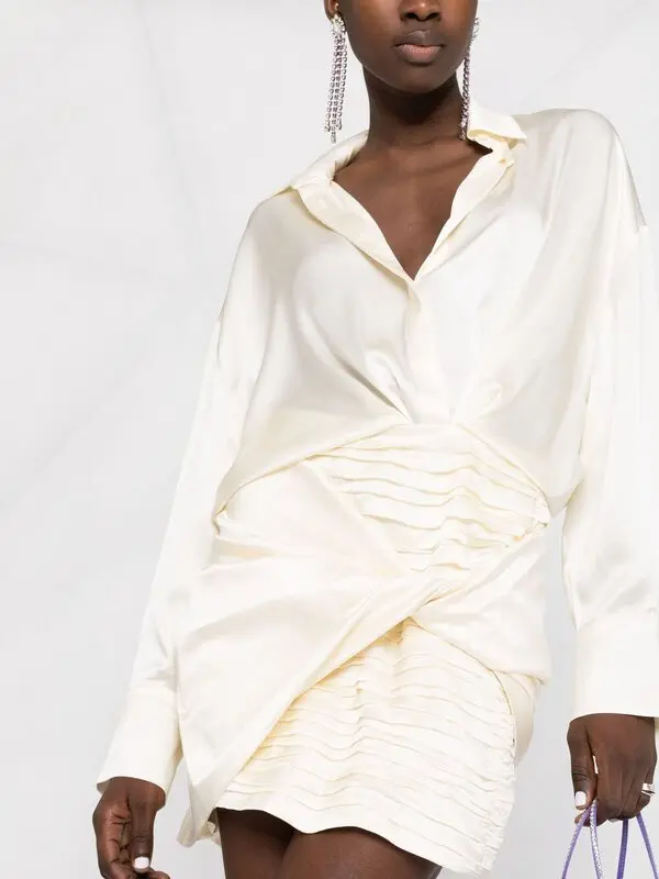 twist satin shirt dress THEORY Twist Satin Shirt Dress