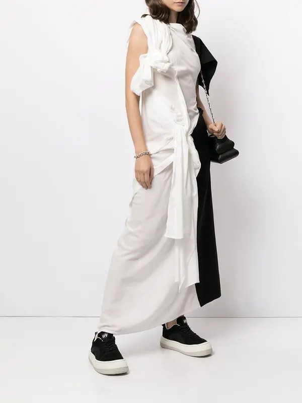 Yohji Yamamoto Colour-block Asymmetric Maxi Dress