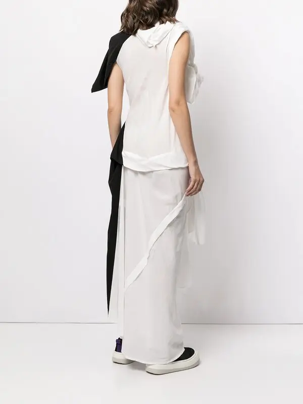 Yohji Yamamoto Colour-block Asymmetric Maxi Dress