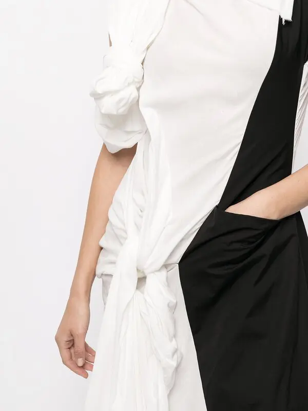 Yohji Yamamoto Colour-block Asymmetric Maxi Dress