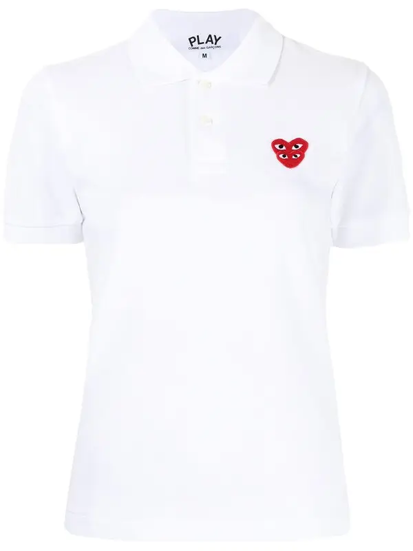 Play Comme Des Garcon Logo-patch Polo Shirt - White