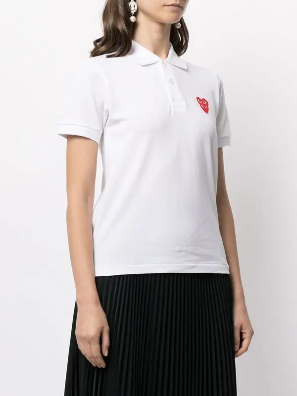 Play Comme Des Garcon Logo-patch Polo Shirt - White