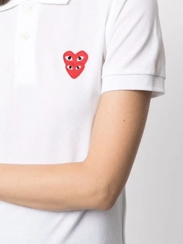 Play Comme Des Garcon Logo-patch Polo Shirt - White