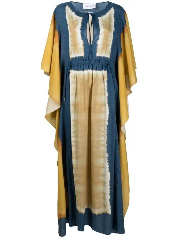 Alberta Ferretti Abstract-print Drawstring Kaftan - Blue