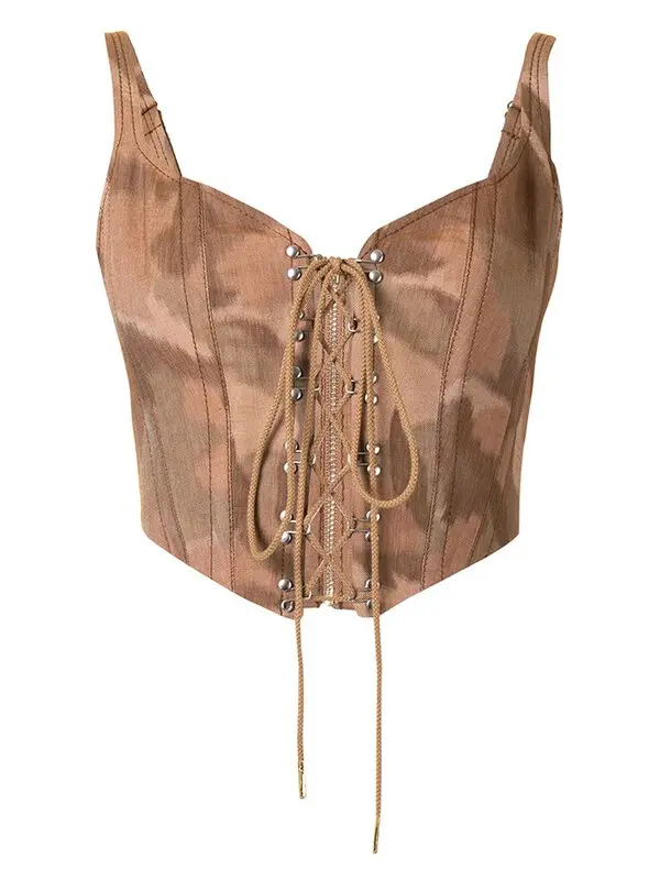 DION LEE Ikat Camouflage Corset Crop Top