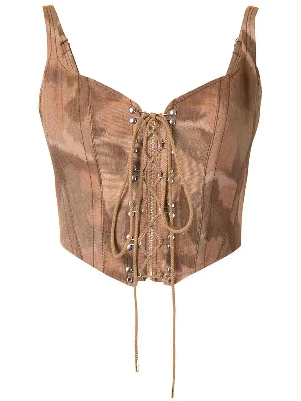 DION LEE Ikat Camouflage Corset Crop Top