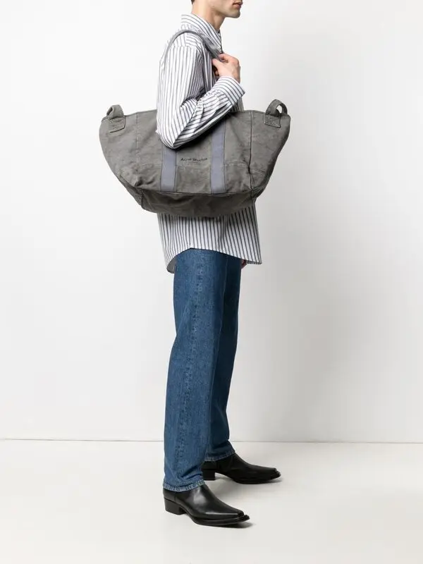 Acne studios グレー　ワックスキャンバス　トートバッグ Acne Studios Webbing Canvas Tote - Grey | Editorialist