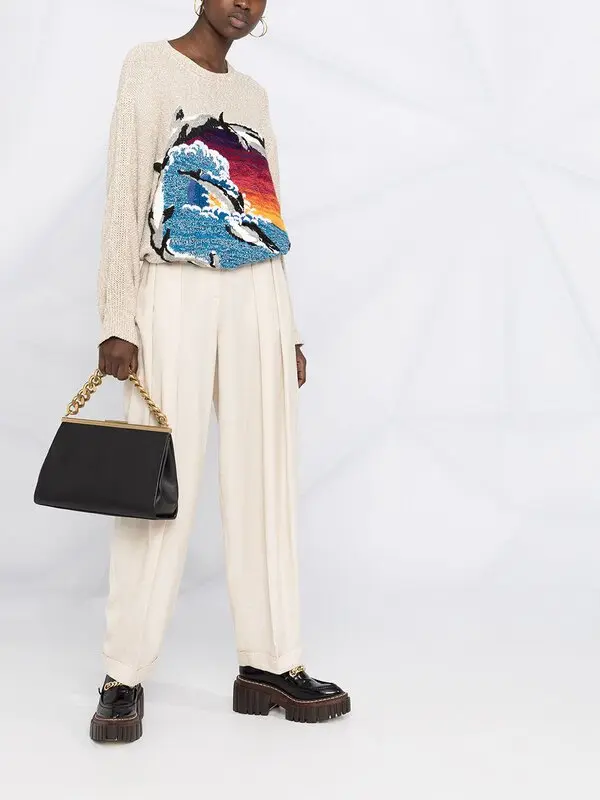 Stella McCartney Dolphin Scene Intarsia Oversized Jumper