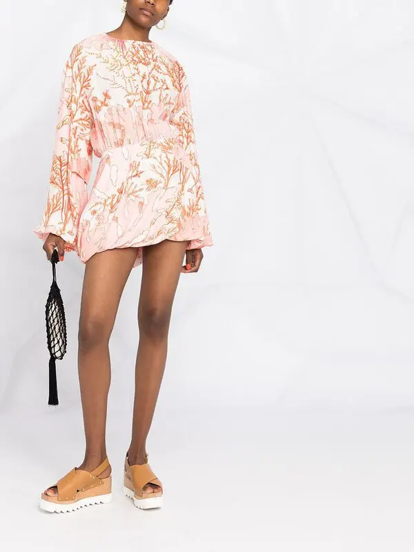 Stella McCartney Coral-print Puffball Mini-dress