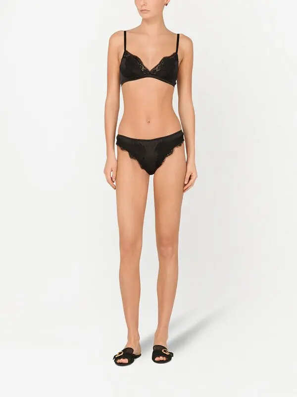 Dolce & Gabbana Lace-trim Satin Thong
