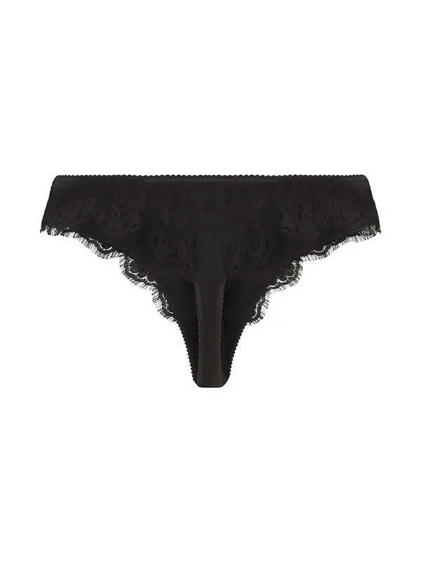 Dolce & Gabbana Lace-trim Satin Thong