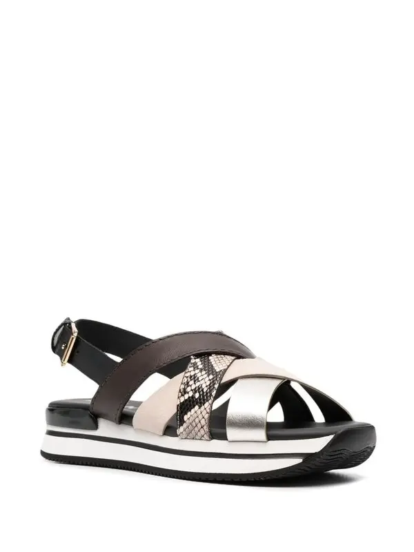 Hogan Colour Block Cross Strap Sandals