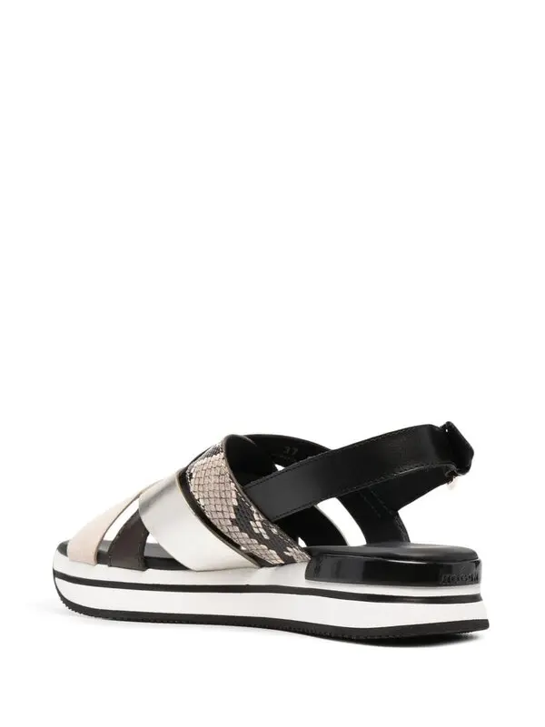 Hogan Colour Block Cross Strap Sandals