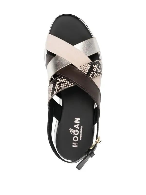 Hogan Colour Block Cross Strap Sandals