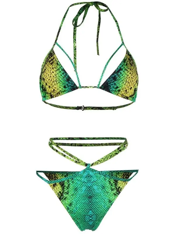 NOIRE SWIMWEAR Snake-print Isla Bikini - Green