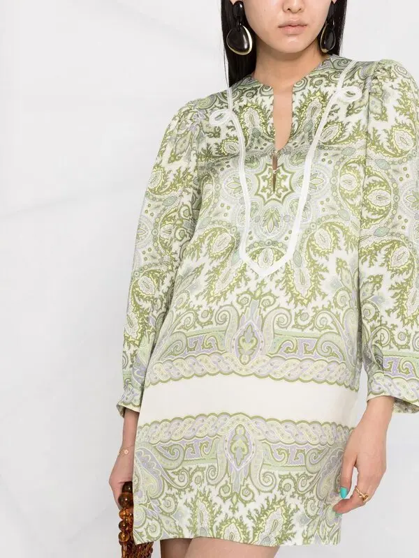 Sandro Paisley-Print Shift Dress In Green - 44% Off | Editorialist