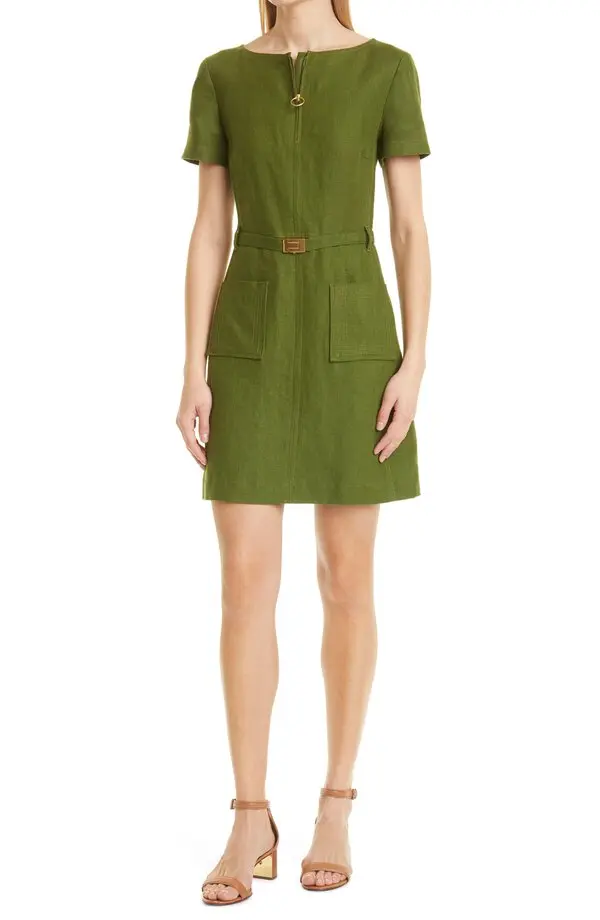 Tory Burch Nadia Linen Sheath Dress In Bristol Green - 40% Off |  Editorialist
