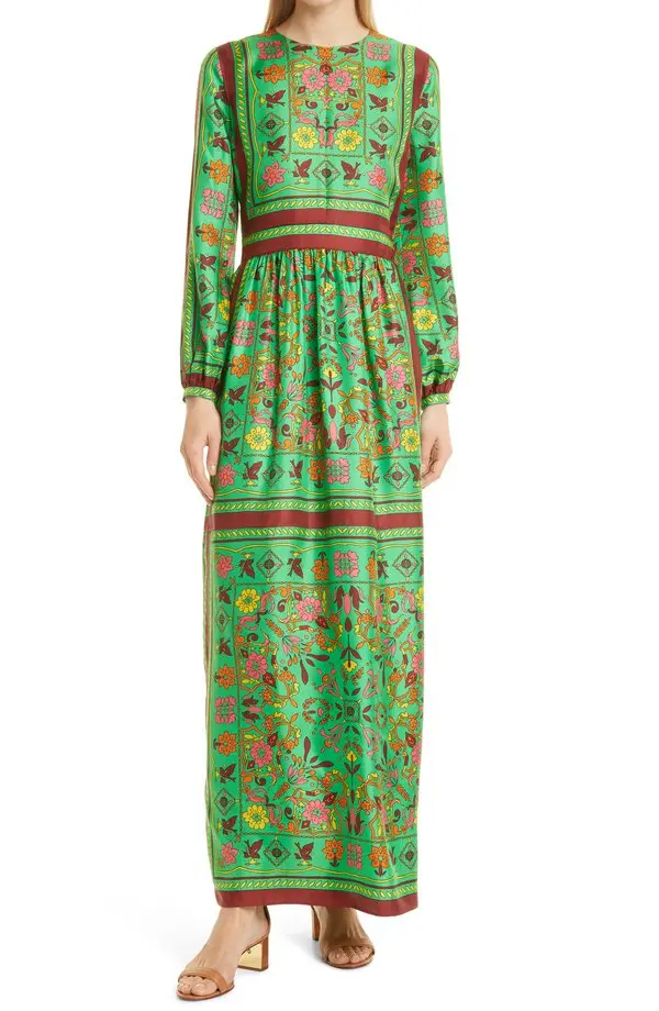 fitted lace wedding dress Tory Burch Floral Embroidered Maxi Dress |XS|US0| – CLOSET1951SF main image 1