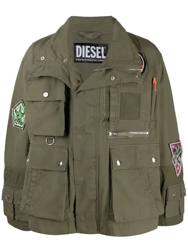 Diesel® Multi-Patch Military Jacket In Green - 30% Off | Editorialist