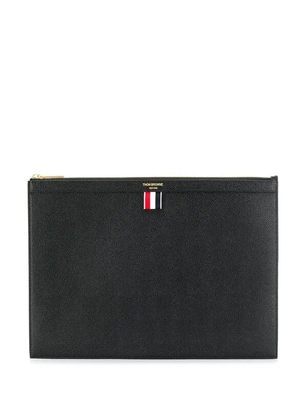 Thom Browne Grosgrain Ribbon-trim Pouch - Black
