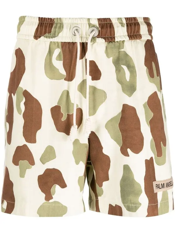 Palm Angels Camouflage-print Drawstring Shorts - Neutrals