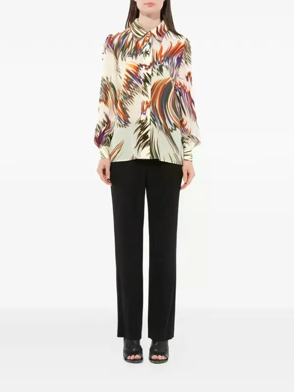 Givenchy Long Sleeve Printed Silk Shirt