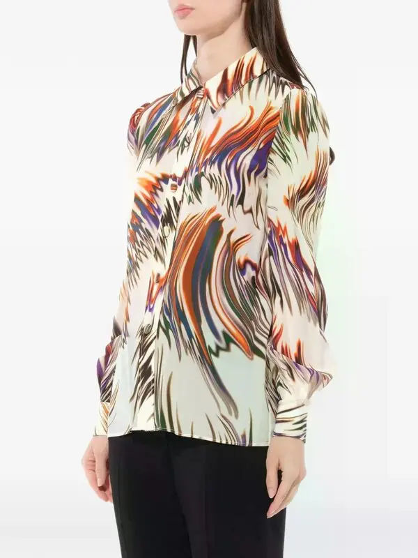 Givenchy Long Sleeve Printed Silk Shirt