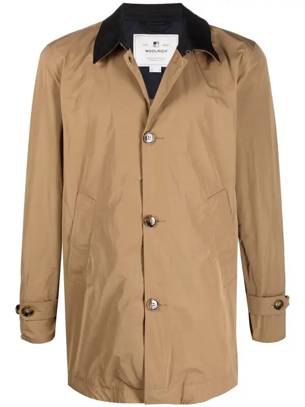 Woolrich Lightweight Cotton Jacket With Contrasting Collar - Neutrals