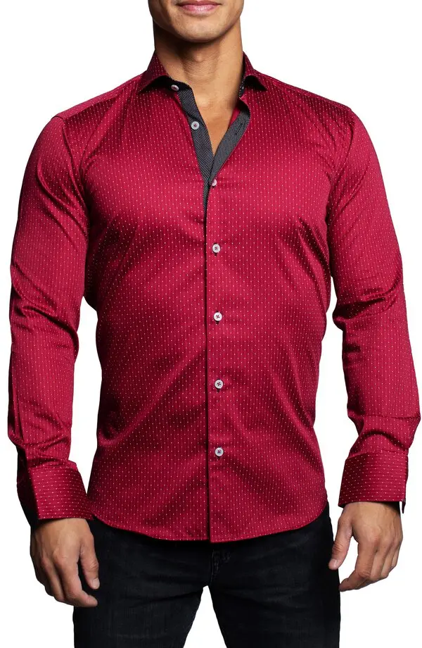 MACEOO Einstein Dotline Contemporary Fit Button-up Shirt