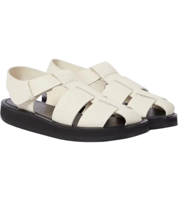 THE ROW Fisherman Leather Sandals - White