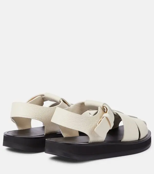 THE ROW Fisherman Leather Sandals - White