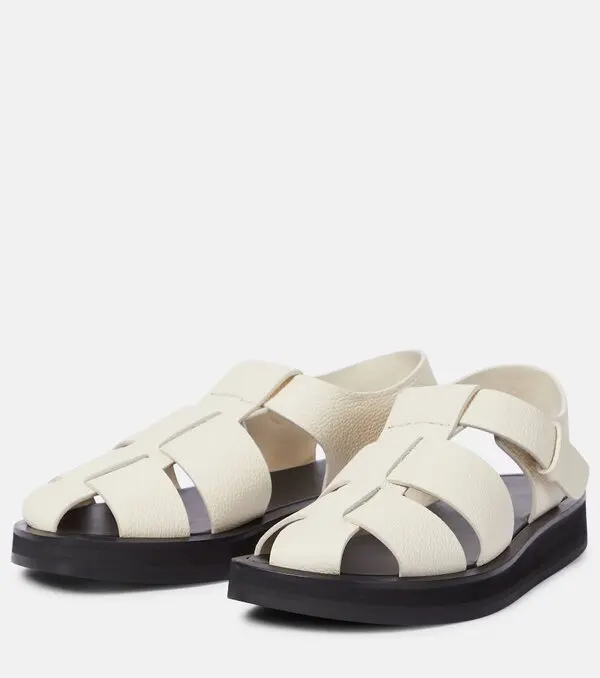 THE ROW Fisherman Leather Sandals - White