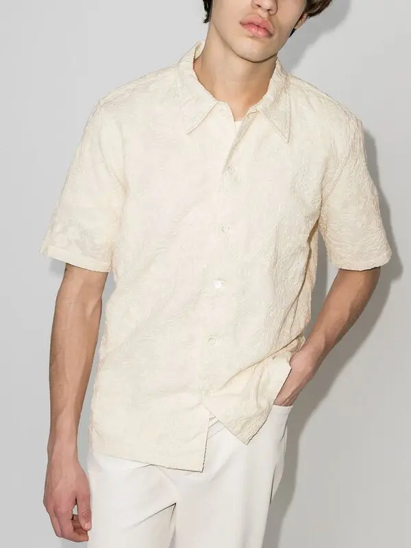Sunflower Space Floral-Embroidered Shirt In Neutrals - 70% Off