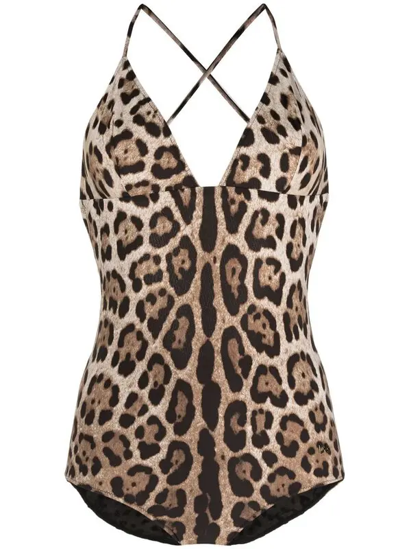 Dolce & Gabbana Leopard Print One Piece - Brown