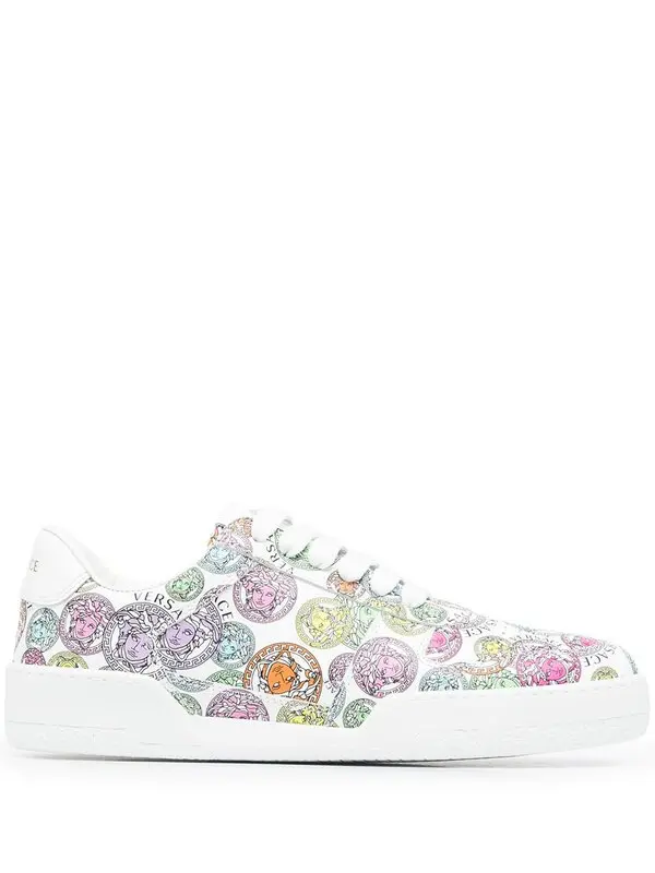Versace Medusa Print Lace-up Sneakers - White
