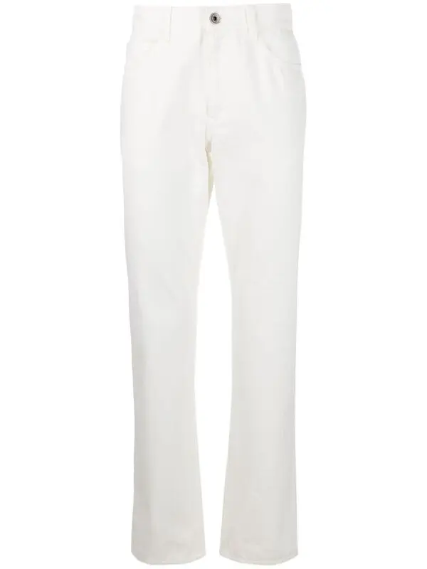 FERRAGAMO Straight-leg Jeans With Logo Patch - White