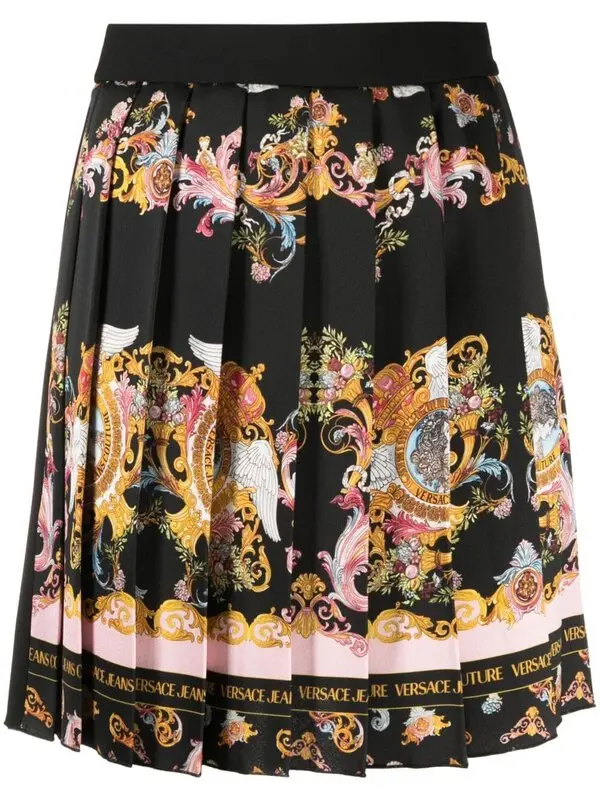 Versace Rococo Print Pleated Skirt