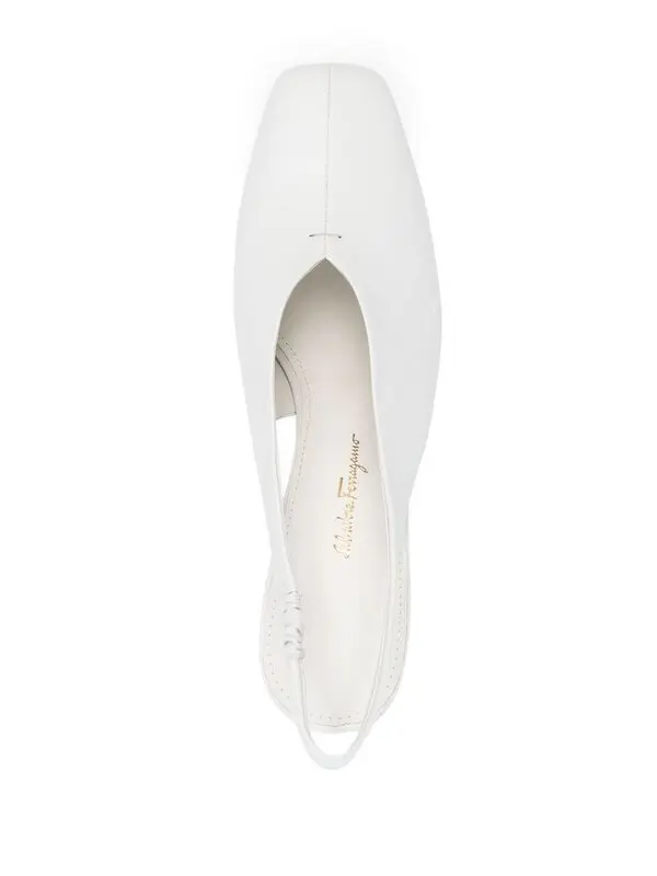 FERRAGAMO F-heel Slingback Pumps - White