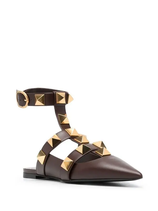 Valentino Garavani Rockstud Detail Pointed-toe Pumps - Brown