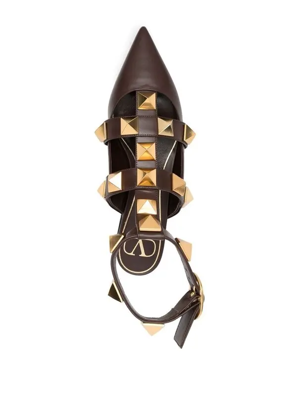 Valentino Garavani Rockstud Detail Pointed-toe Pumps - Brown